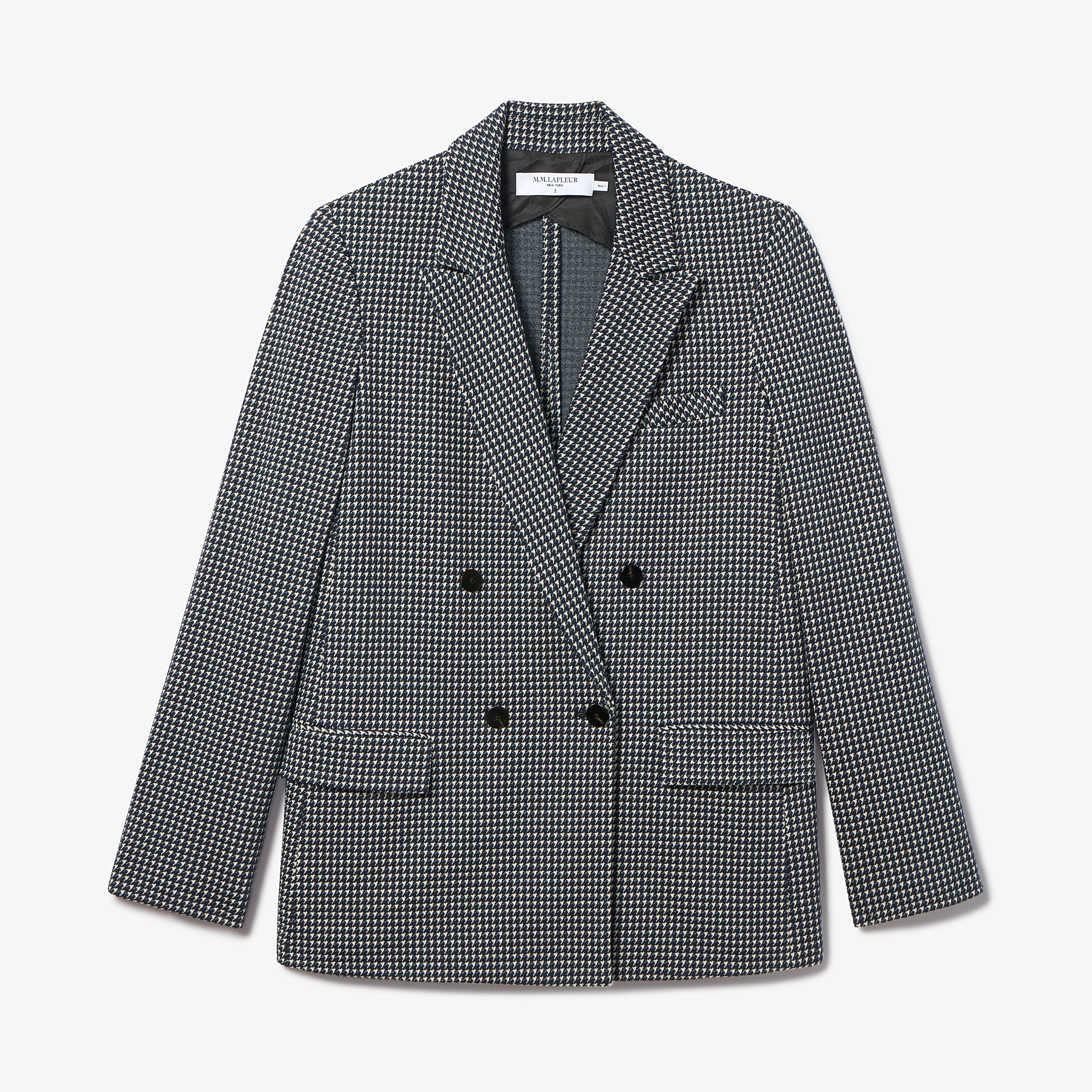 O'Hara Boyfriend Blazer - Stretch Houndstooth :: Black / White – M.M.LaFleur