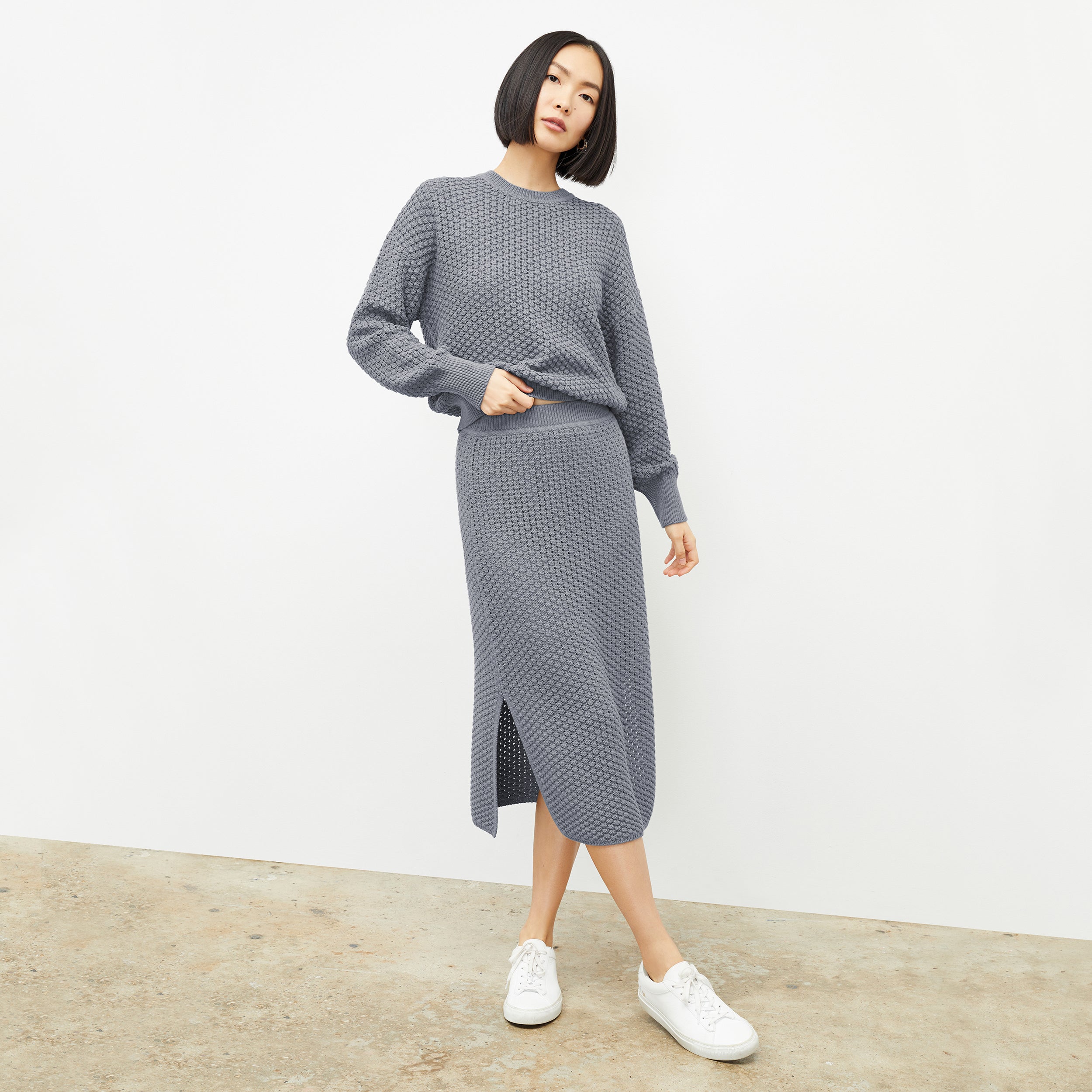 Senga Skirt - Popcorn Knit :: Flint Gray – M.M.LaFleur