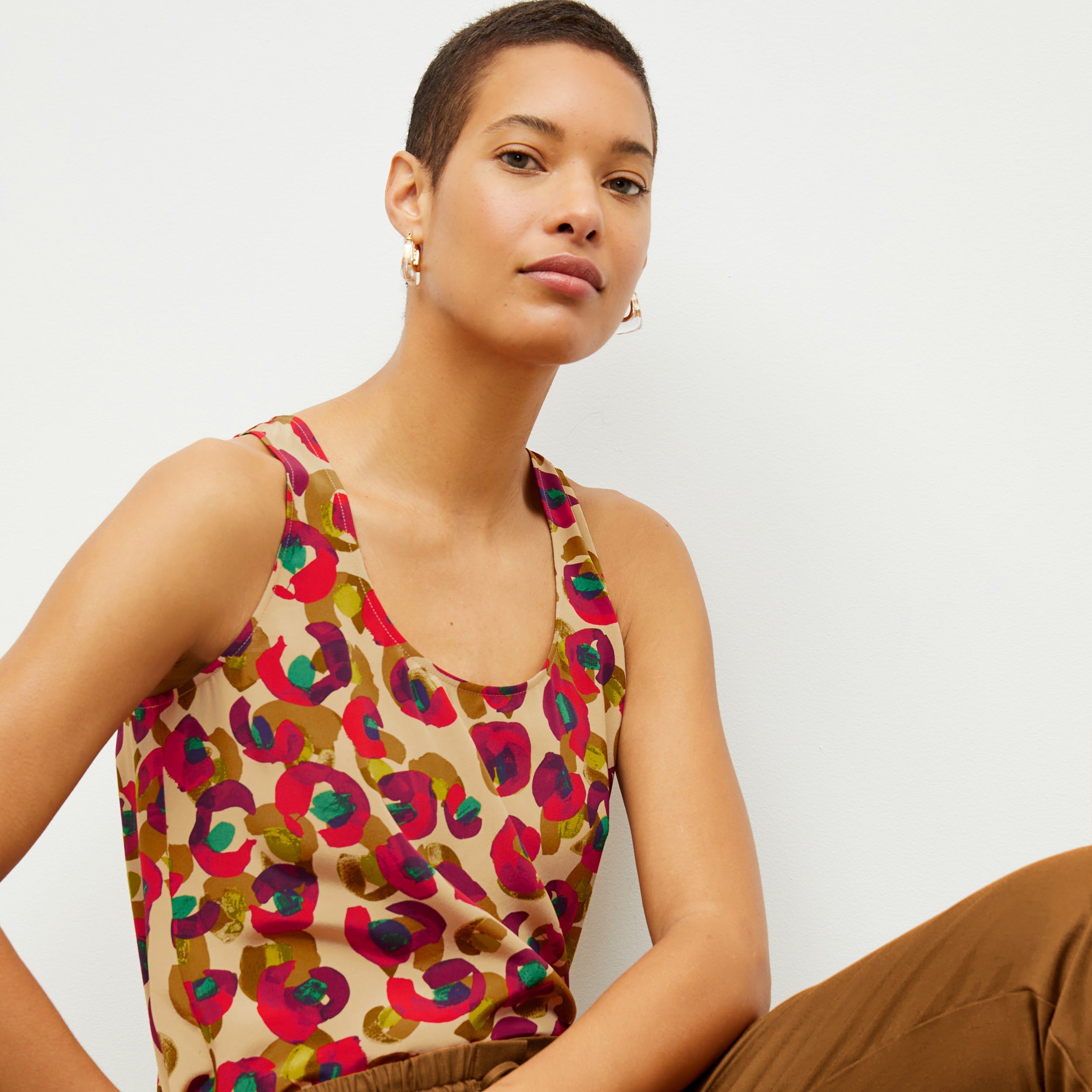 Vicky Tank - Washable Silk :: Peacock Print – M.M.LaFleur