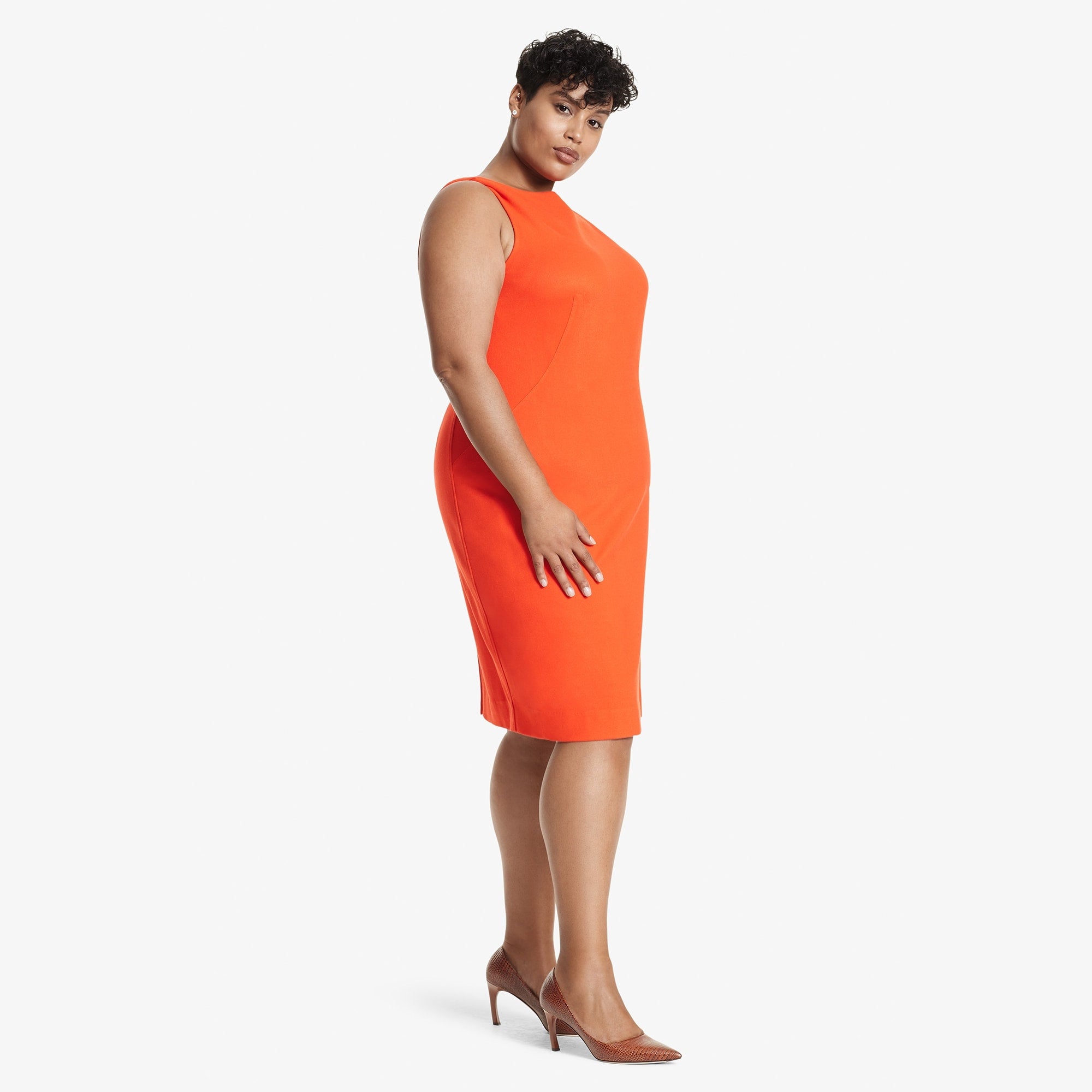 Lydia Dress - Textured Ponte :: Tangerine – M.M.LaFleur